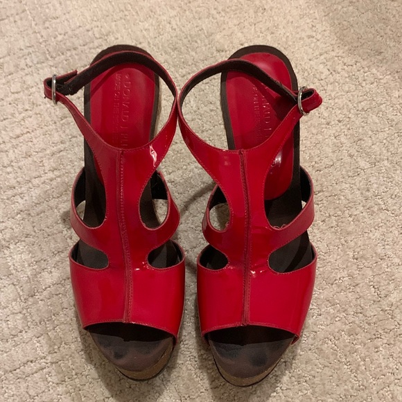 Donald J. Pliner | Shoes | Donald J Pliner Red Patent Leather Wedge ...